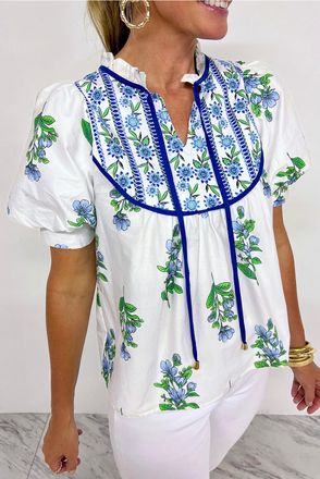 Azura Exchange Blumenmuster Schleifenbluse