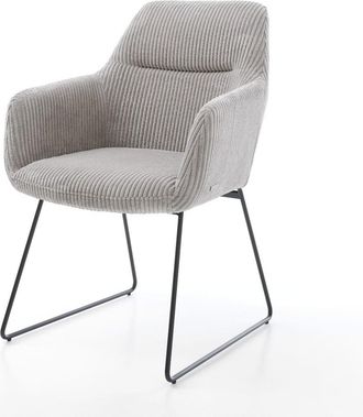DELIFE Esszimmerstuhl Pejo-Flex Cord Silbergrau Kufengestell Schwarz Taschenfederkern, Esszimmerstühle