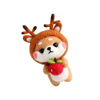 NUOBESTY Plüschpuppe DIY Wollfilzmaterial Stanznadel Bastelwerkzeug Für Junge Mädchen Cartoon-Hund Motiv Anleitung Zur Herstellung Zuhause Und Urlaub