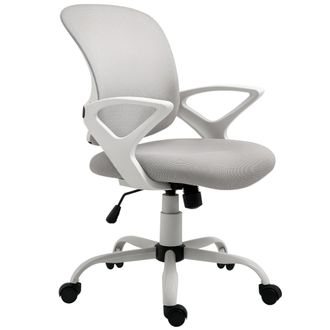 Vinsetto B&uuml;rostuhl Ergonomischer Mesh Schreibtischstuhl, H&ouml;henverstellbarer Drehstuhl mit Leinenoptik, Computerstuhl f&uuml;r B&uuml;ro, Grau