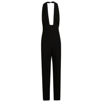 Norma Kamali Cross Halter Jumpsuit mit geradem Bein - - Jumpsuits & Playsuits - Damen - Schwarzk - M