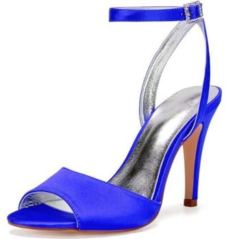 Generic Sandales À Bout Ouvert Mariée Stylet Talons Femmes Eté Talon Mariage Soirée Chaussures Femmes 10.5Cm,Bleu,42 EU