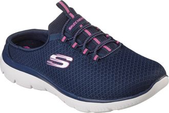 Skechers Sabot SKECHERS SUMMITS SWIFT STEP, Damen, Gr. 35, blau (navy, rosa), Textil, Schuhe Sabot, Sommerschuh, Schlappen, Schlupfschuh in veganer Verarbeitun