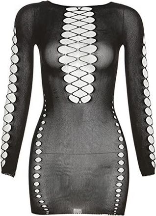 Generic 2026 Robes amincissantes Printemps &Eacute;t&eacute; Femmes Mode Jacquard Creux Col Rond Taille Haute Slim Robe Courte, Noir, A