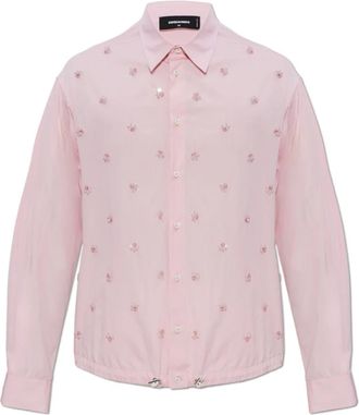 Dsquared2 Homme, Chemises, Rose, Taille: 2XL Chemise &agrave; Cordon de Serrage Brod&eacute;