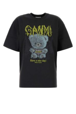 Ganni Cotton T-Shirt - Black