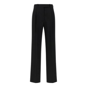 Tom Ford Femme, Pantalons, Noir, Taille: 38 FR Pantalon Droit Pliss&eacute; D&eacute;contract&eacute; Sharp Grain de Poudre