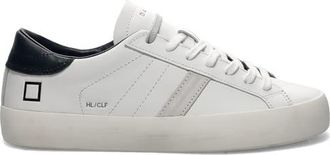 D.A.T.E. Baskets pour homme Hill Low en cuir blanc et bleu fonc&eacute; - Hill Low M 441-HL-CA-WL - Taille 40, Blanc, 42 EU