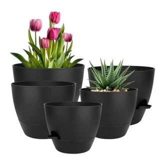 Generic Selbstbew&auml;ssernde T&ouml;pfe | Orchideen-Beh&auml;lter mit Untersetzer, 5-teilig, Blument&ouml;pfe f&uuml;r den Innenbereich mit Drainage, f&uuml;r Garten, Au&szlig;enbereich, Balko