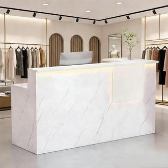 Generic Empfangstheke mit LED-Beleuchtung Empfangstheke mit abschlie&szlig;baren Schubladen Stauraum und Tastaturablage Ideale Kassentheke f&uuml;r B&uuml;ro Zuhause oder Kli