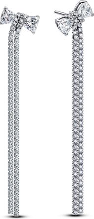 Pandora Pandora Timeless Pavé-Schleife Tropfen-Ohrringe aus Sterling Silber mit Zirkonia, 293544C01