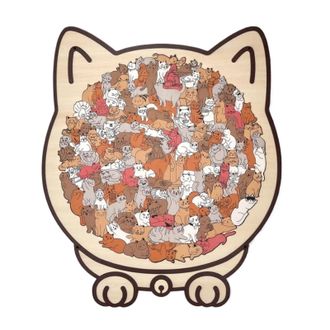 Generic Mit Katzen aus Holz - mit 135 Tieren, 9,37 x 8,54 Zoll, f&uuml;r Feinmotorik in Katzenform | Erwachsene, Frauen, Kinder und Familien, perfekt f&uuml;r Katzenlie