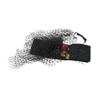 Dolce & Gabbana Haarband Diadem mit Erdbeeren-Motiv aus Sizilien und Kristall-Netz - - Accessories - Damen - Schwarzk - ONE SIZE