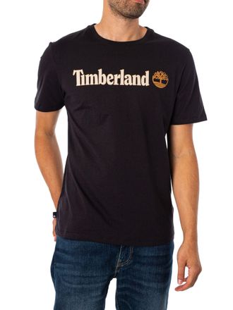 Timberland Herren T-Shirt Mit Linearem Logo, Black, M