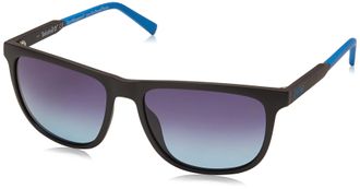 Timberland TBA9269 Herren Sonnenbrille, Casual Sonnenbrille aus leichtem Metall, quadratische Linsenform, rauchgraue polarisierte Gläser, mattes Schwarz