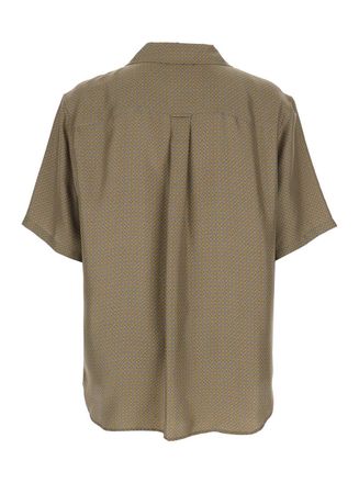 Saint Laurent Mens Shirt Cuban Collar Beige Silk