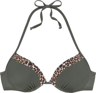 Lascana Damen Push-Up-Bikini-Top mit trendigen Leo-Details, wattierte Cups mit integrierter Verst&auml;rkung, im Nacken zu binden und im R&uuml;cken zu schlie&szlig;en, biete