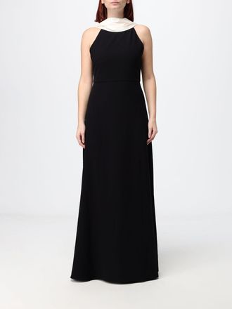 Eleh Robe de soir&eacute;e longue en cr&ecirc;pe &agrave; encolure am&eacute;ricaine