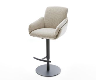 DELIFE Barstuhl Luan-Flex Webstoff Soft Beige Drehfu&szlig; h&ouml;henverstellbar Metall Schwarz, Barst&uuml;hle