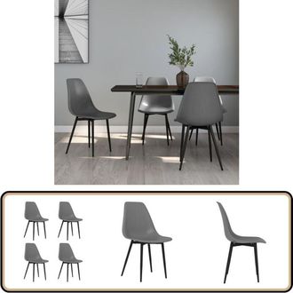 vidaXL Esszimmerstühle 4 Stk. Grau PP - Esszimmerstühle - Stühle Grau - Kunststoffsessel - Moderne Sessel - Set Von 4 Stühlen
