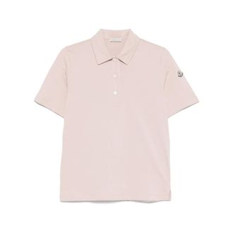 Moncler Puderrosa Polo Top mit Logopatch - - Tops - Damen - Rosa - S