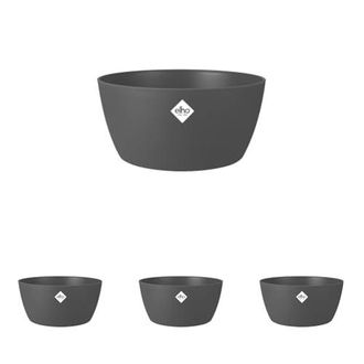 ELHO Brussels Schale 23 - Blumentopf f&uuml;r Innen - &Oslash; 22.9 x H 10.8 cm - Schwarz/Anthrazit (Packung mit 4)