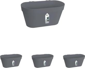 ELHO Loft Urban Green Wall Pflanztopf Duo 28 - Blumentopf f&uuml;r Balkon & Au&szlig;en - &Oslash; 28.0 x H 13.2 cm - Schwarz/Anthrazit (Packung mit 4)