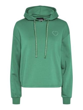 Pieces Pieces Pcchilli Ls Heart Sweat &agrave; Capuche Noos BC pour Femme, Vert poivron/d&eacute;tail : coeur et String en Lurex Ton sur Ton, XS