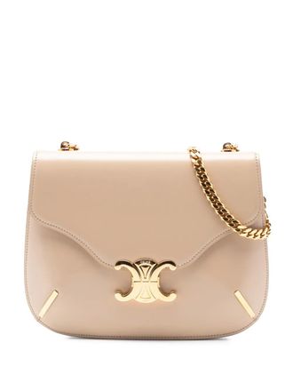 Celine sac &agrave; bandouli&egrave;re Teen Shiny Calfskin Triomphe Besace Clea Chain (2022) - Marron