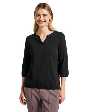 Street One Damen Split Neck Jersey Shirt