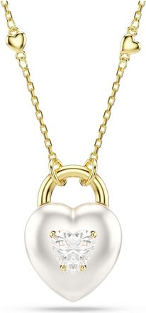 Swarovski Idyllia Anh&auml;nger, Verschiedene Schliffe, Herz, Wei&szlig;, Goldlegierungsschicht