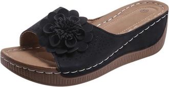 Generic Mules pour femme avec talon escarpins pour femme - Chaussures orthop&eacute;diques compens&eacute;es - Sandales &agrave; fleurs - Chaussures d&eacute;t&eacute; antid&eacute;rapantes - Chausson