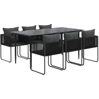 vidaXL 7-tlg. Garten-Essgruppe Schwarz - Vidaxl