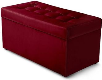 MG Design Pouf Coffre 45 × 90 cm Rouge - Rangement 100 L, Charge 300 kg, Surface Douce, Entretien Facile - pour Salon, Chambre, entrée