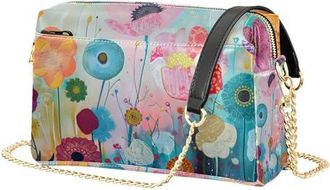 Mnsruu Sacs à bandoulière pour femme, sac à main en cuir avec motif floral coloré