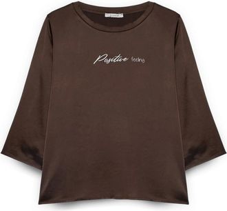 Fiorella Rubino Femme, Blouses et Chemises, Brun, Taille: 48 FR Blouse Satin&eacute;e Sensation Positive