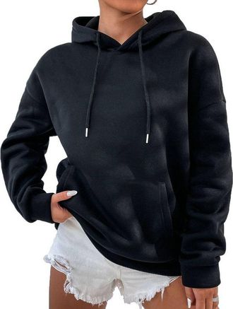 rmk Kapuzenpullover Damen Pullover Pulli Hoodie Sweater Basic Oversize mit Kapuze in Unifarben