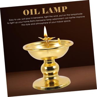Valiclud Reine Messing Öllampe mit Verstellbarem Docht Vintage Butterlampe für Buddha Anbetung Dekorative Lampe für Zuhause Wohnzimmer Tempel und Buddhistische