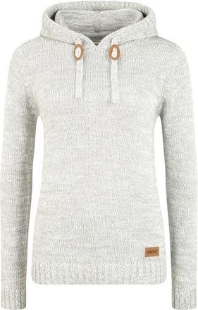 Oxmo Philla Femme Pull en Maille Pull &agrave; Capuche Pull en Maille &eacute;paisse avec Capuche 100% Coton Regular Fit, Taille:L, Couleur:Lig Grey M (798242)