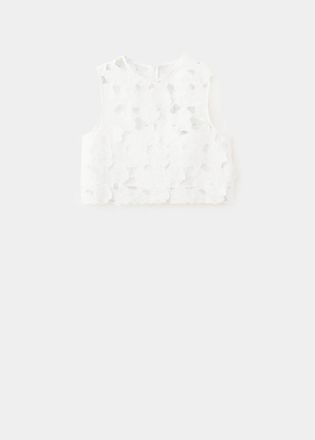 Mango Top brod&eacute; ajour&eacute; blanc cass&eacute; - Femme - S - MANGO
