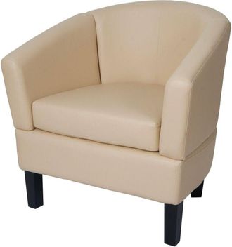 Hhg Fauteuil lounge 864, fauteuil club fauteuil cocktail, certifié mvg similicuir, crème