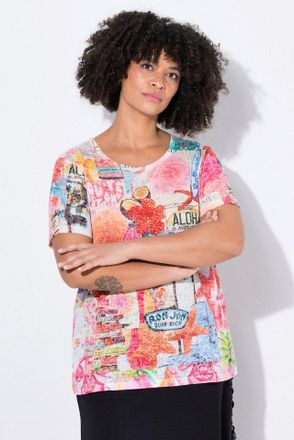 Angel Of Style T-Shirt T-Shirt bequeme Passform Beach Glitzersteinchen