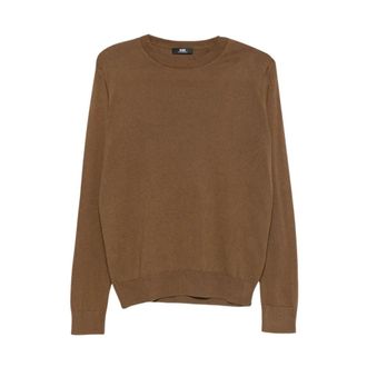 Alpha Studio Seiden-Kaschmir-Rundhals - - Knitwear - Herren - Braun - M
