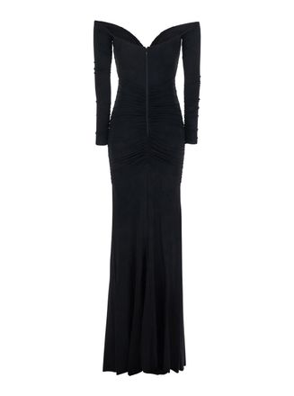Elisabetta Franchi Womens Off-Shoulder Dress With Ruffles - Black Viscose