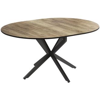 Vicco Esstisch Loyd, Schwarz/Eiche rustikal, 120 x 76.5 cm ausziehbar