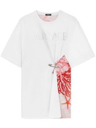 Versace t-shirt Barocco Sea à détail dépingle - Blanc