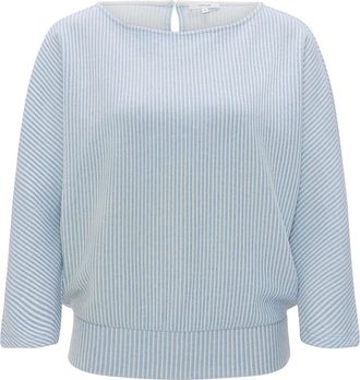 OPUS Damen Sweatshirt | Sweater GEIPEN Batwing Fit mit zweifarbiger Struktur Blue Salt, 44