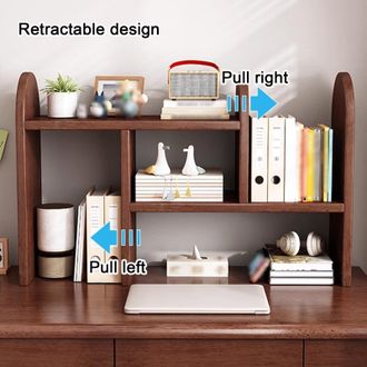 Generic Bücherregal Organizer aus Holz für Schreibtisch, Einziehbares Design, Multifunktionales, Einfaches Schreibtisch-Aufbewahrungsregal für Home Office(Whi