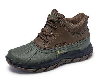 Skechers Homme Respected Swamper Bottine, Olive Leather/Duraleather/Brown Trim, 44 EU