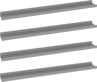 Generic vidaXL 4X Wandregal B&uuml;cherregal Wandboard Schweberegal H&auml;ngeregal Dekoregal Freischwebend Regal B&uuml;roregal Wandablage Grau 80x9x3cm